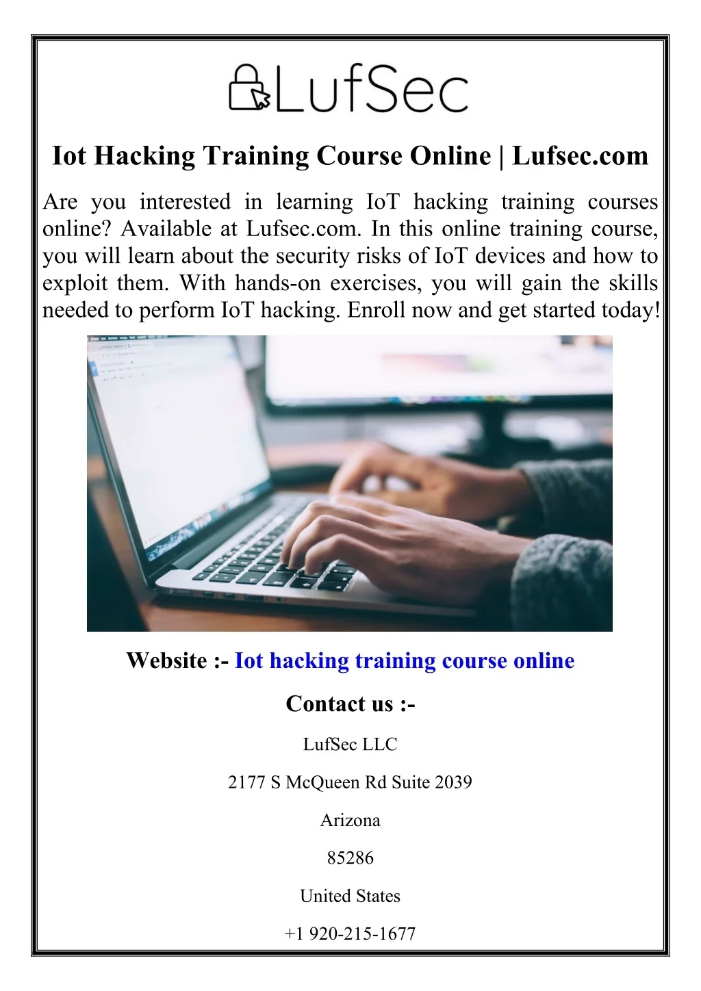 PPT - Iot Hacking Training Course Online Lufsec.com PowerPoint Presentation - ID:13194231