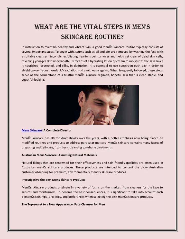 Ppt What Are The Vital Steps In Mens Skincare Routine Powerpoint