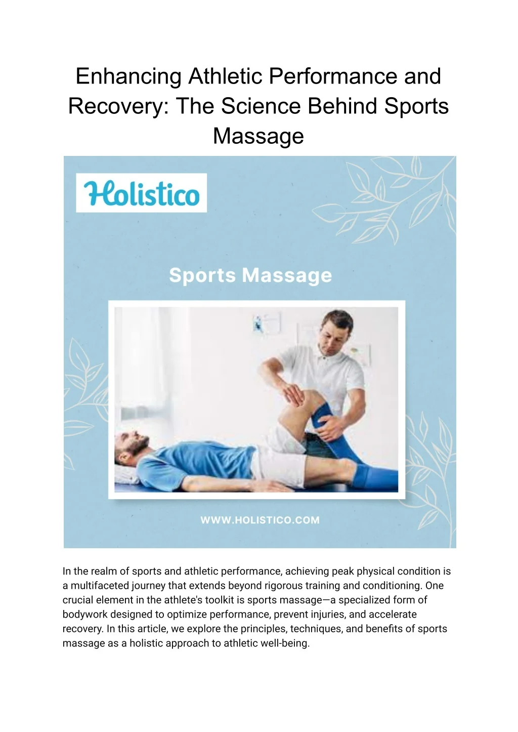 PPT - Enhancing Athletic Performance and Recovery_ The Science Behind Sports Massage PowerPoint ...