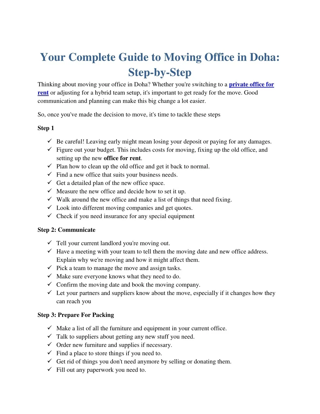 PPT - Your Complete Guide to Moving Office in Doha: Step-by-Step ...