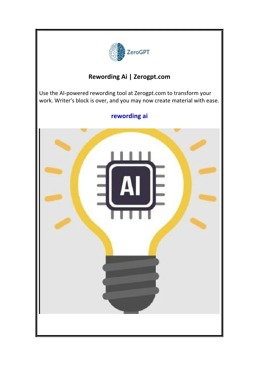 PPT - Rewording Ai Zerogpt.com PowerPoint Presentation, free download ...