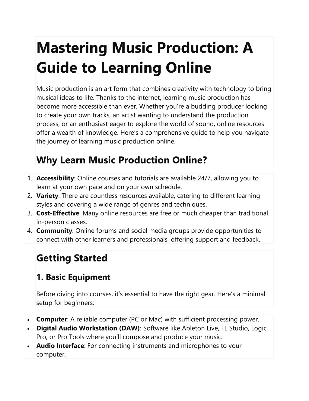 PPT - Mastering Music Production: A Guide to Learning Online PowerPoint ...