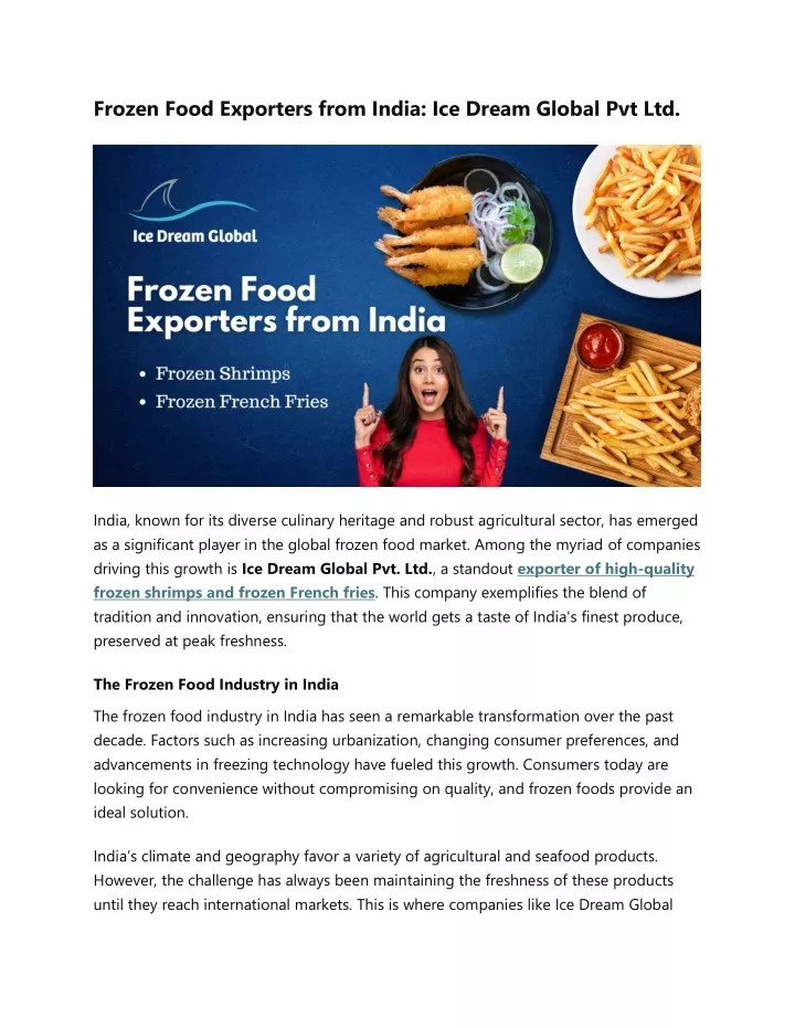 Ppt Frozen Food Exporters From India Ice Dream Global Pvt Ltd