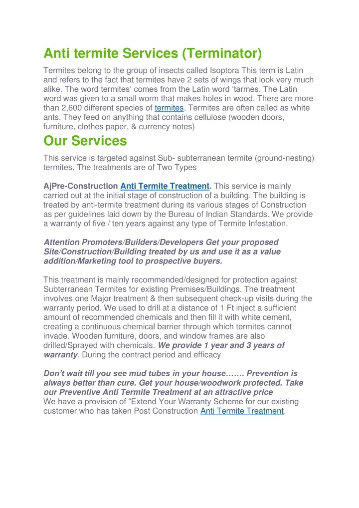 PPT - Best Anti Termite Treatment In Kolkata | Das Pest Control ...