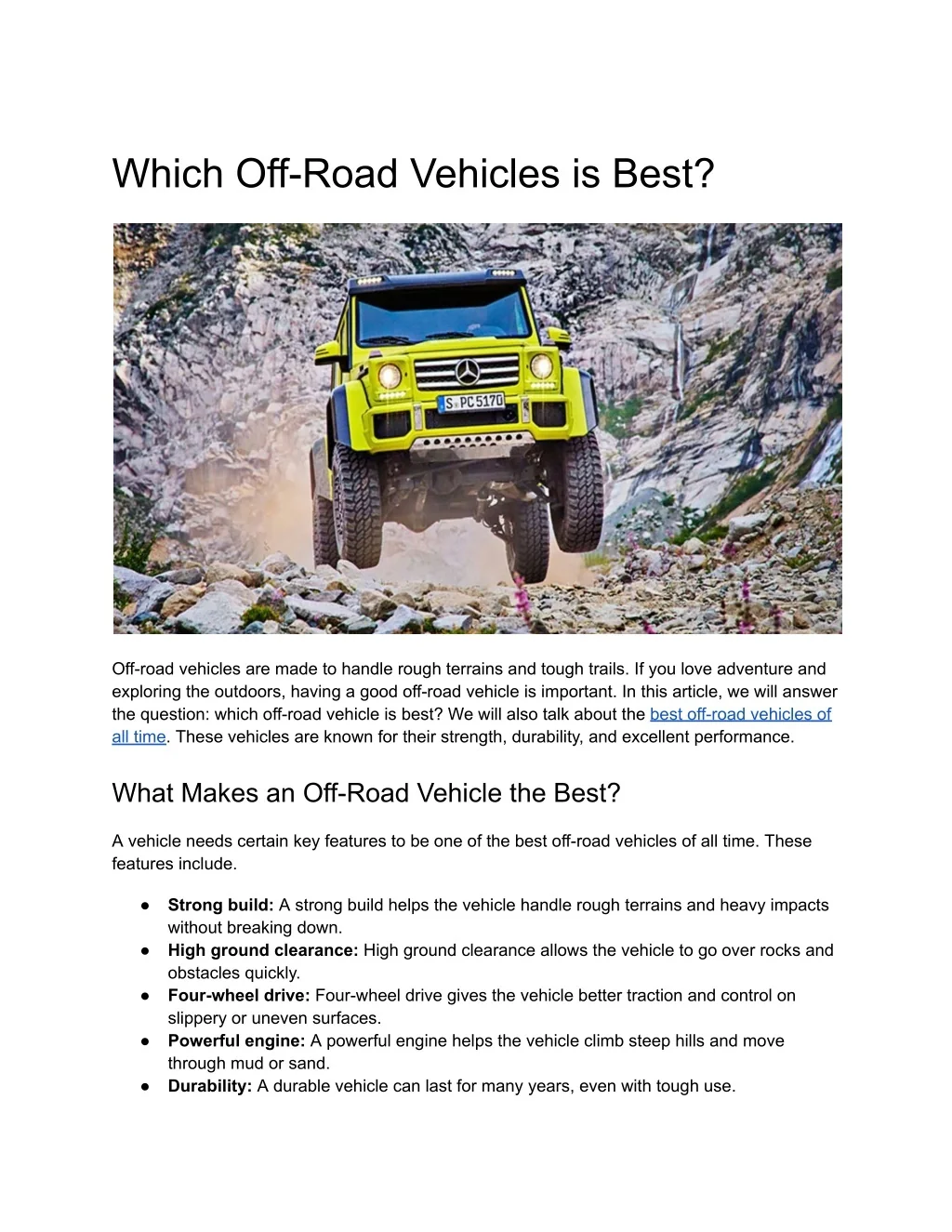 PPT - Which Off-Road Vehicles is Best PowerPoint Presentation, free ...