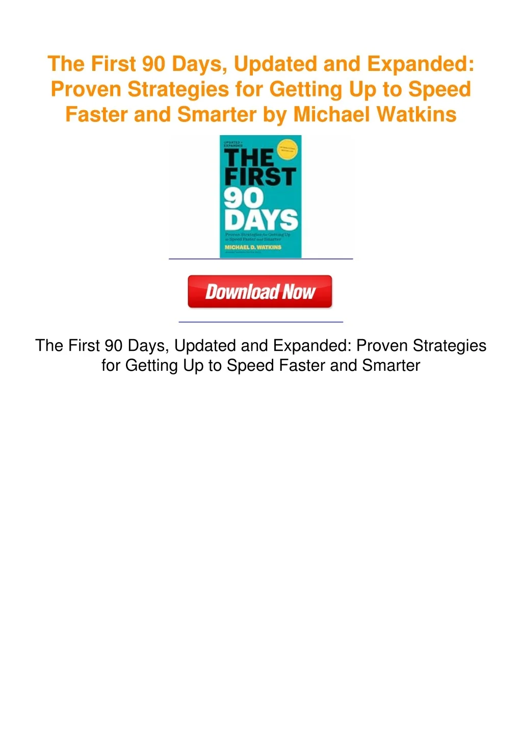 PPT - The First 90 Days, Updated and Expanded: Proven Strategies for ...