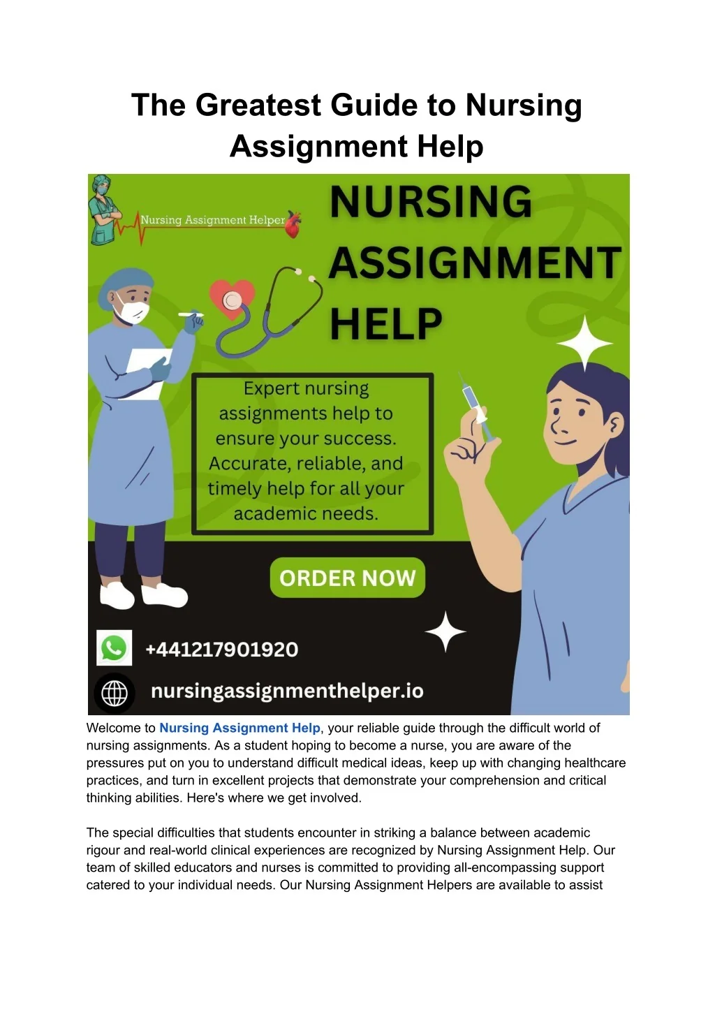PPT - The Greatest Guide to Nursing Assignment Help PowerPoint ...