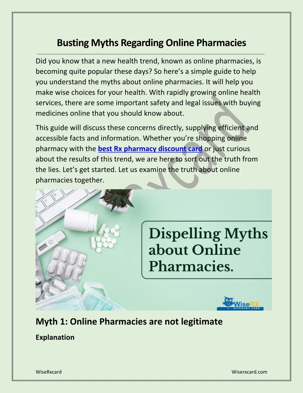 PPT - Busting Myths Regarding Online Pharmacies PowerPoint Presentation ...