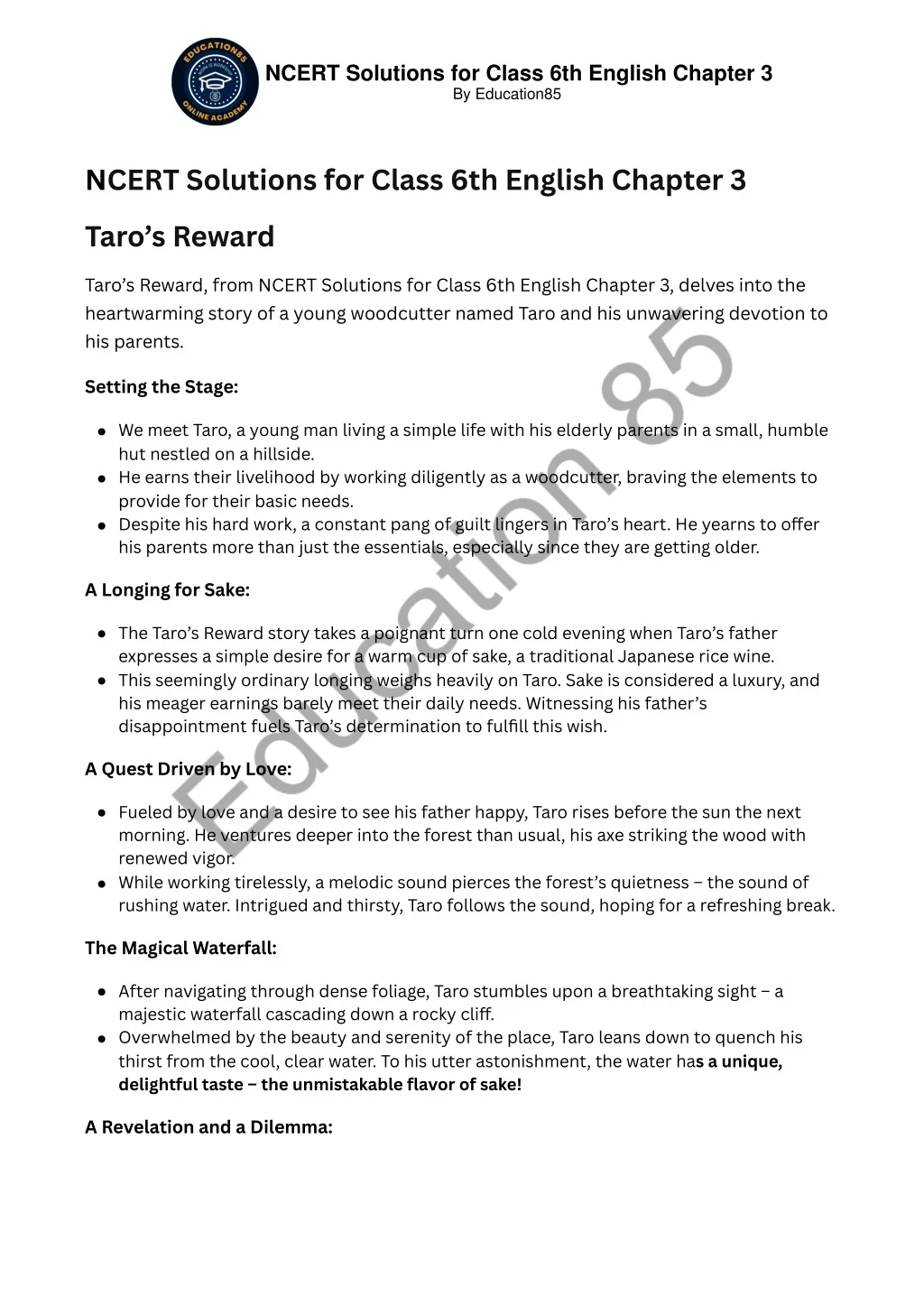 PPT - NCERT Solutions for Class 6th English Chapter 3 ed85 PowerPoint ...