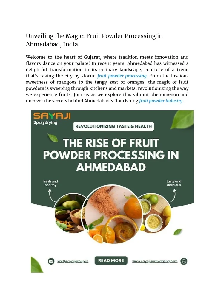 PPT - Unveiling the Magic_ Fruit Powder Processing in Ahmedabad, India ...