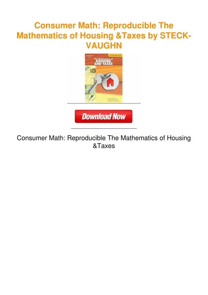 PPT - Consumer Math: Reproducible The Mathematics of Housing & Taxes by ...