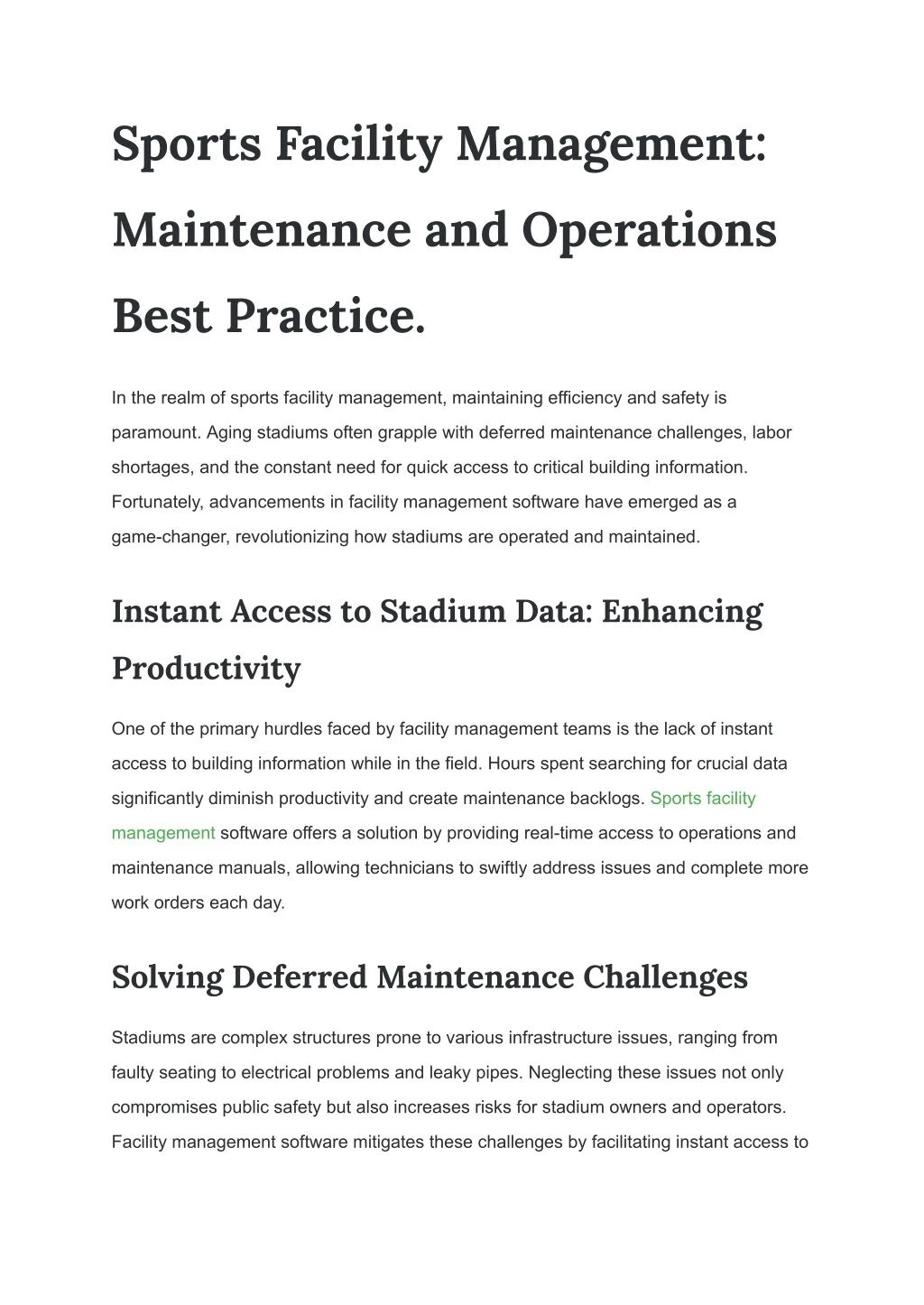 PPT - Sports Facility Management_ Maintenance and Operations Best ...