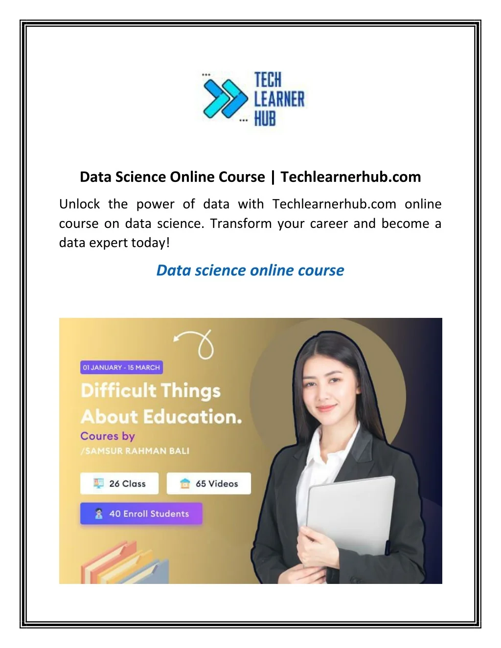 PPT - Data Science Online Course Techlearnerhub.com PowerPoint Presentation - ID:13276559