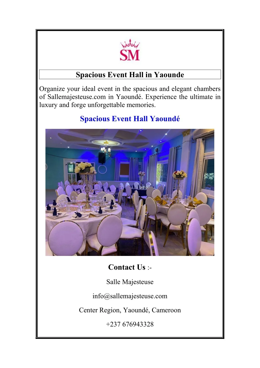 PPT - Spacious Event Hall in Yaounde PowerPoint Presentation, free ...