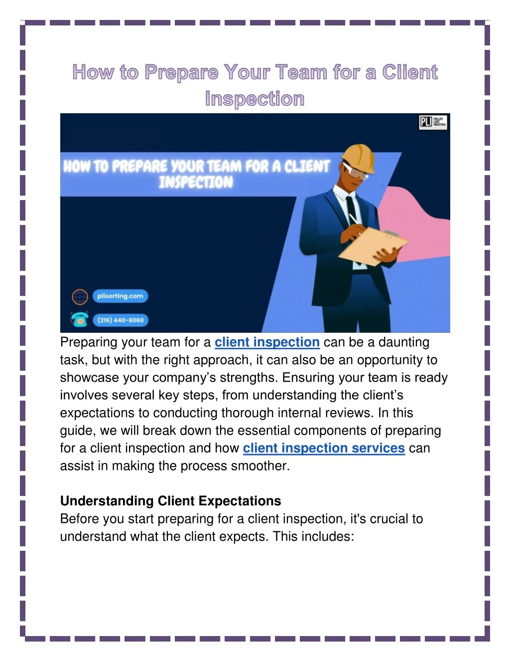 PPT - How to Prepare Your Team for a Client Inspection PowerPoint ...