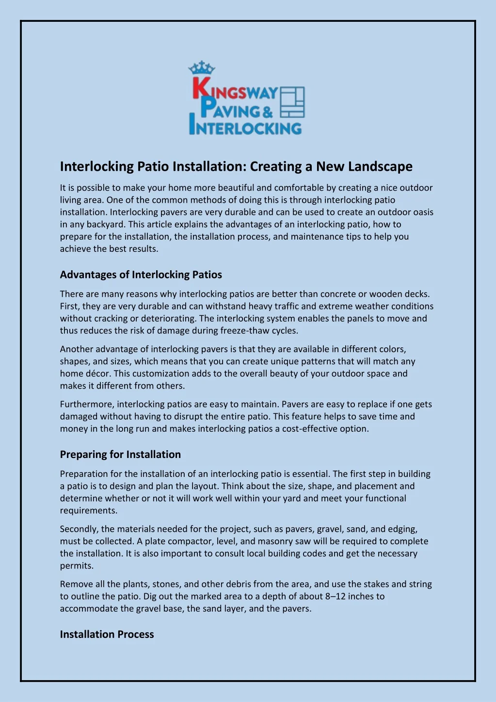 PPT - Interlocking Patio Installation: Creating a New Landscape ...