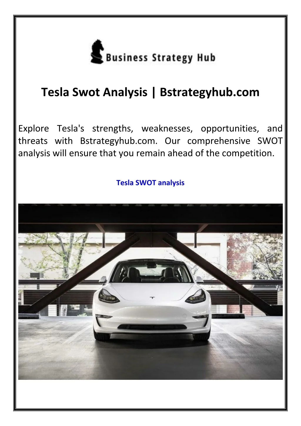 PPT - Tesla Swot Analysis Bstrategyhub.com PowerPoint Presentation ...