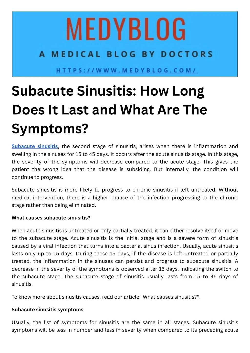 PPT - Subacute Sinusitis How Long Does It Last and What Are The ...