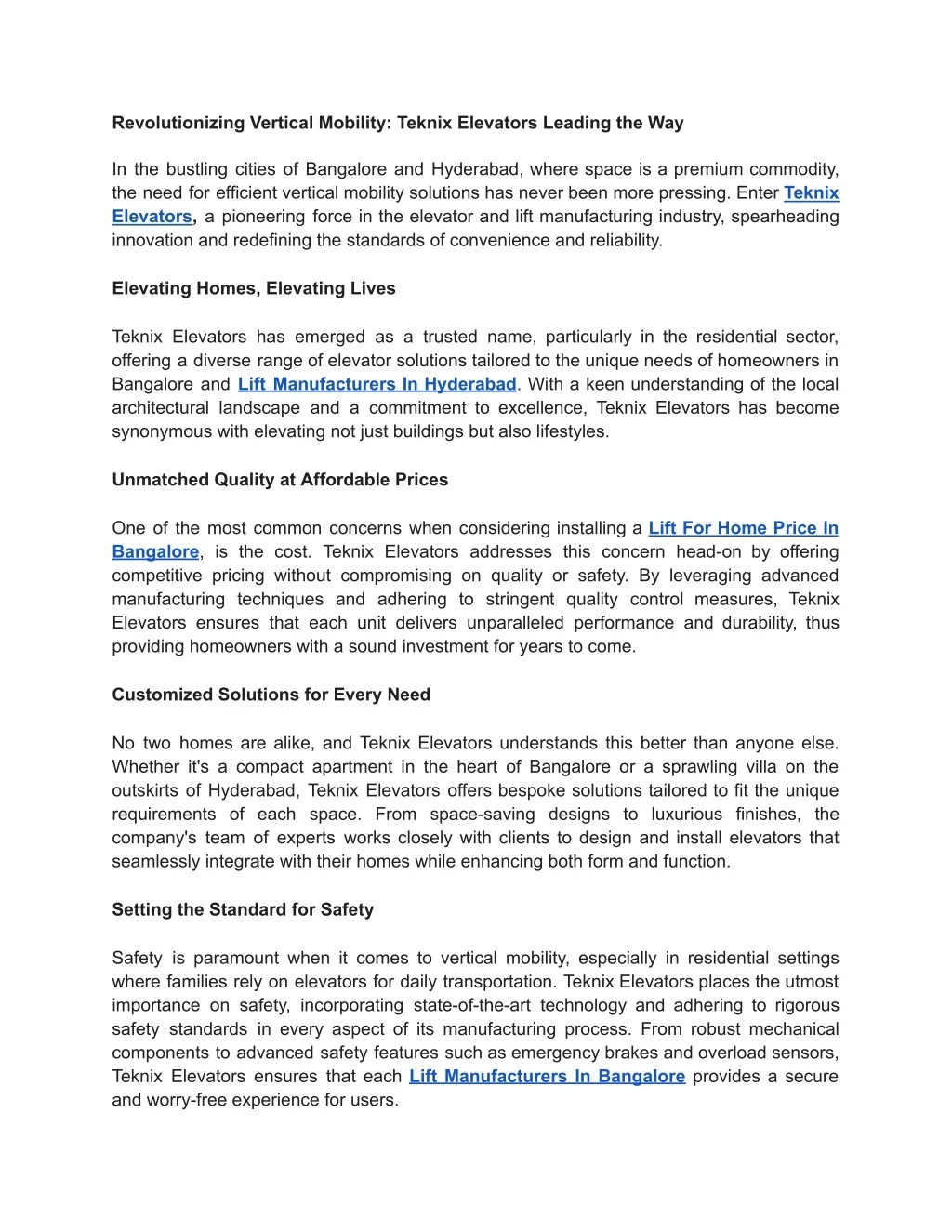 PPT - Revolutionizing Vertical Mobility_ Teknix Elevators Leading the ...