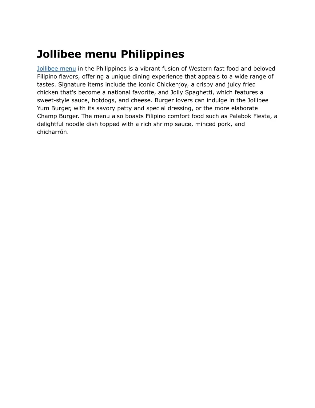 PPT - Jollibee Menu Phlippines PowerPoint Presentation, free download ...