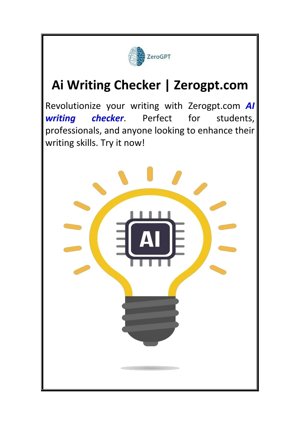 PPT - Ai Writing Checker Zerogpt.com PowerPoint Presentation, free ...