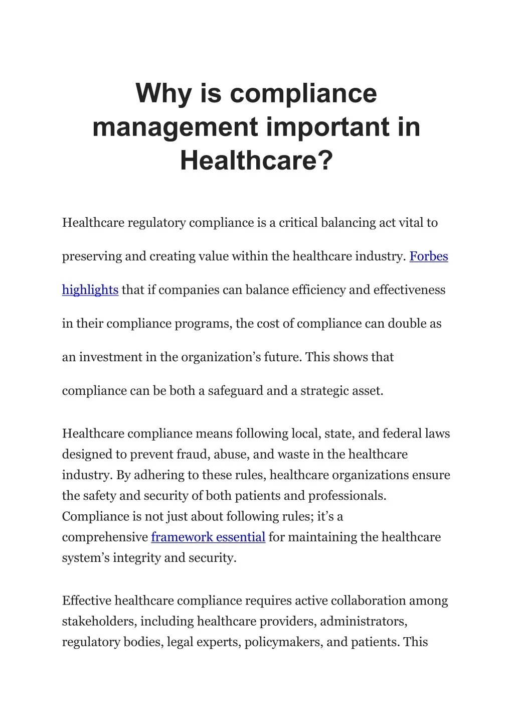 PPT - Why is compliance management important in Healthcare PowerPoint ...
