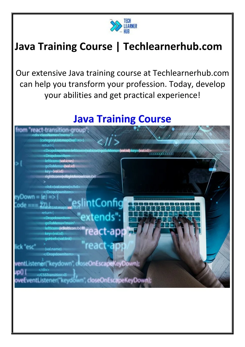 PPT - Java Training Course Techlearnerhub.com PowerPoint Presentation ...