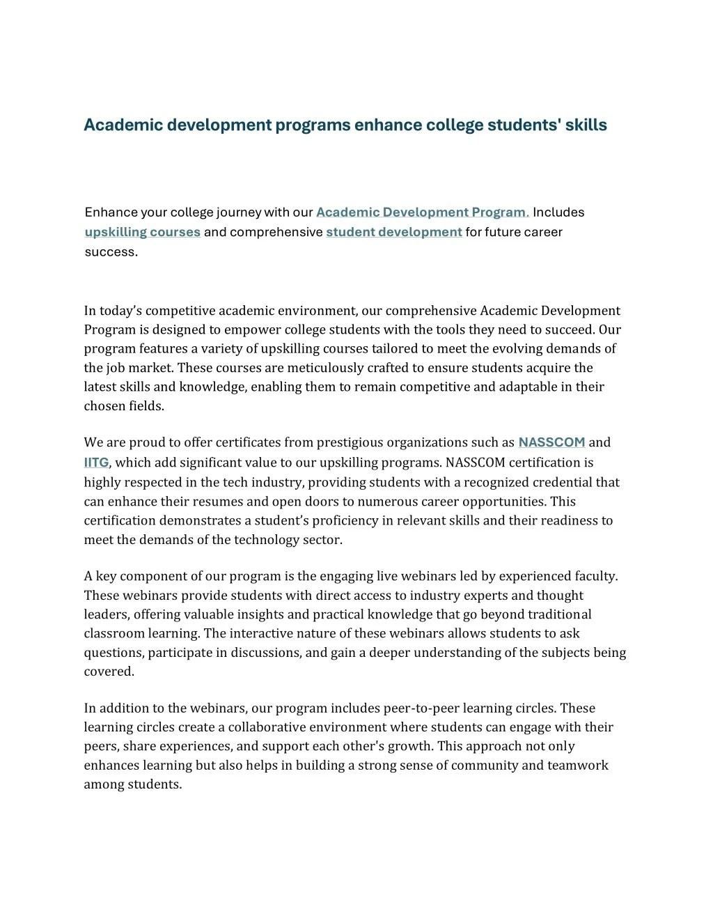 PPT - Academic development programs enhance college students ...