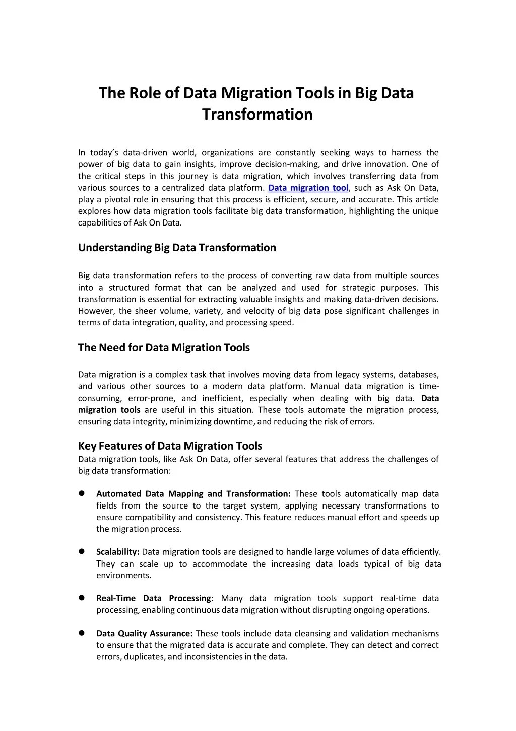 PPT - The Role of Data Migration Tool in Big Data with Ask On Data ...