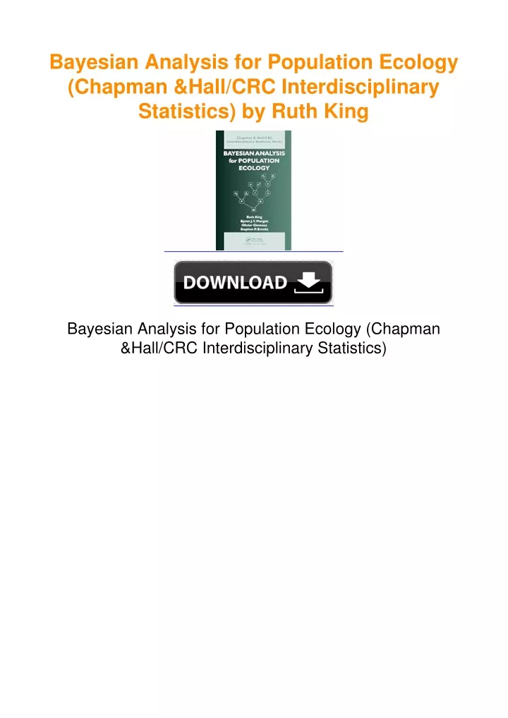 PPT - Bayesian Analysis for Population Ecology (Chapman & Hall/CRC ... PPT - Bayesian Analysis for Population Ecology (Chapman & Hall/CRC ...