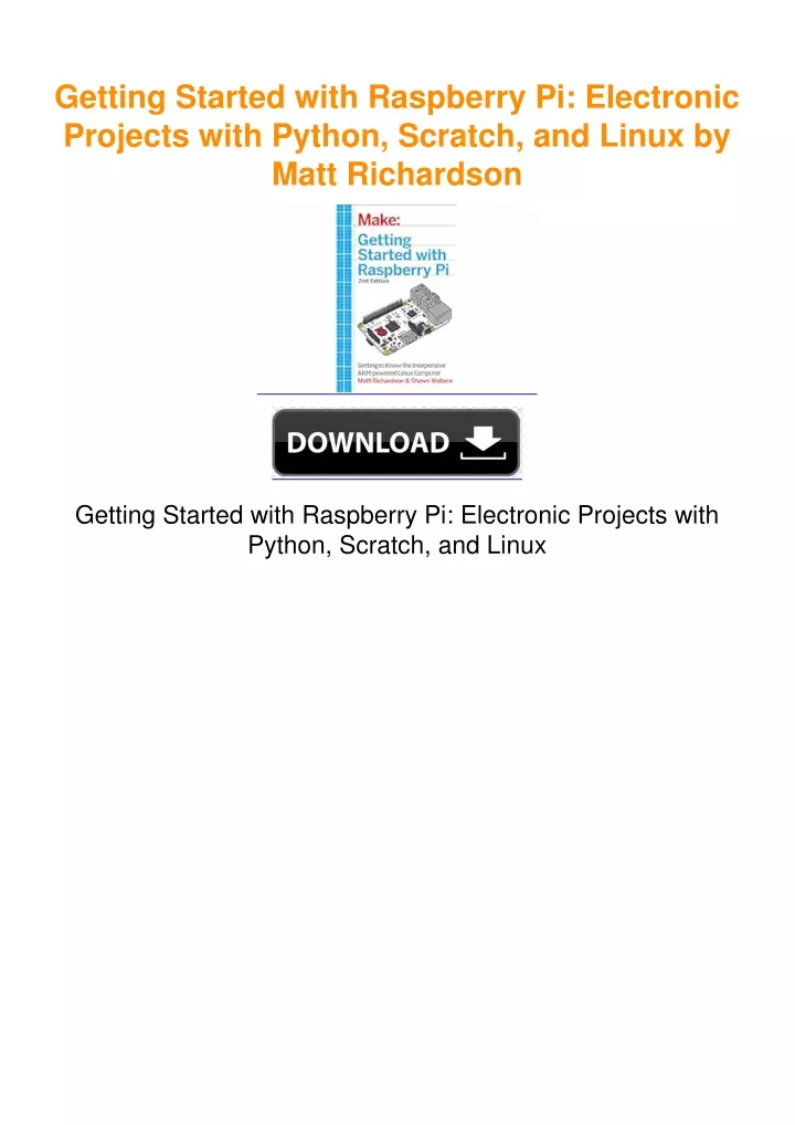 Ppt Getting Started With Raspberry Pi Electronic Projects With Python Powerpoint