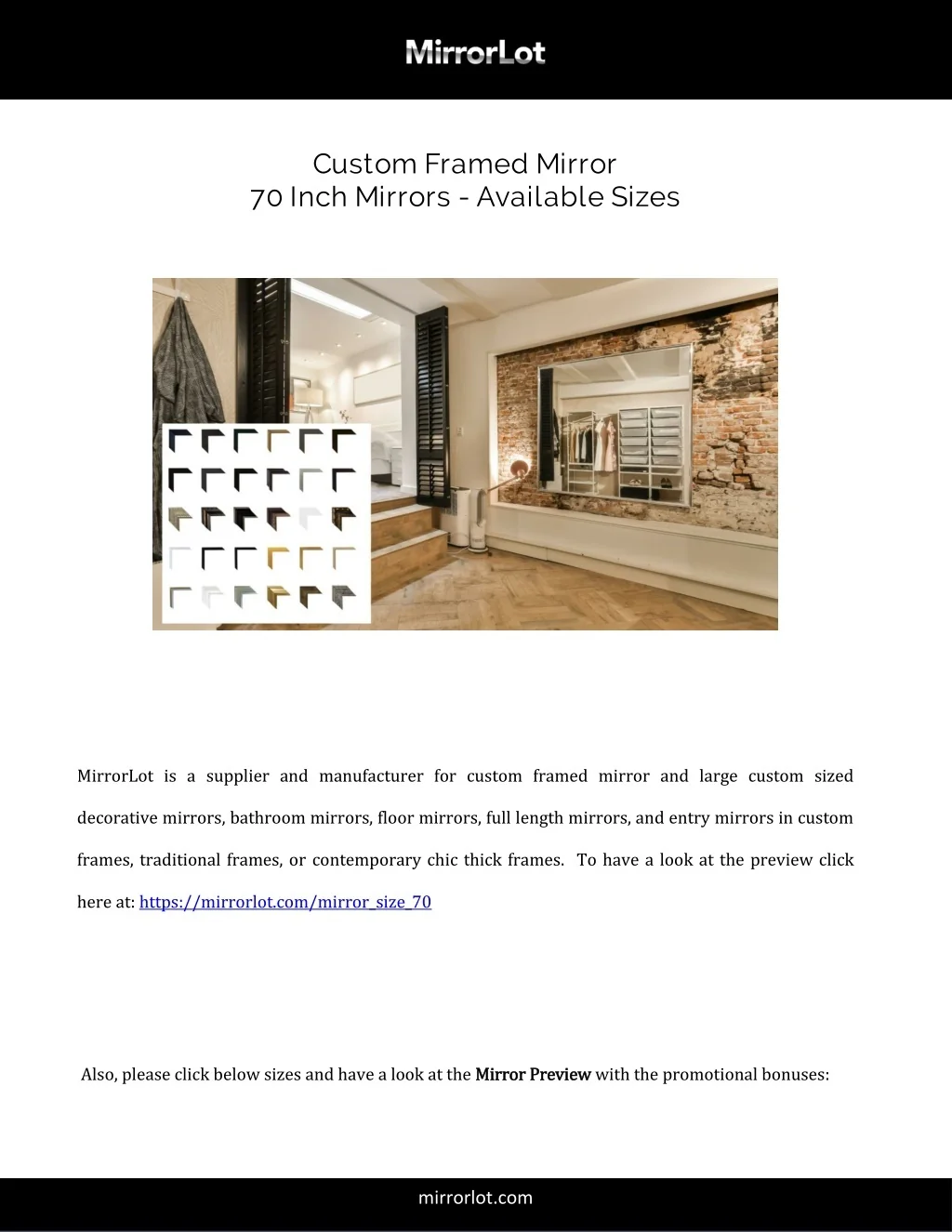 PPT - Custom Framed Mirror 70 Inch Mirrors Available Sizes PowerPoint ...