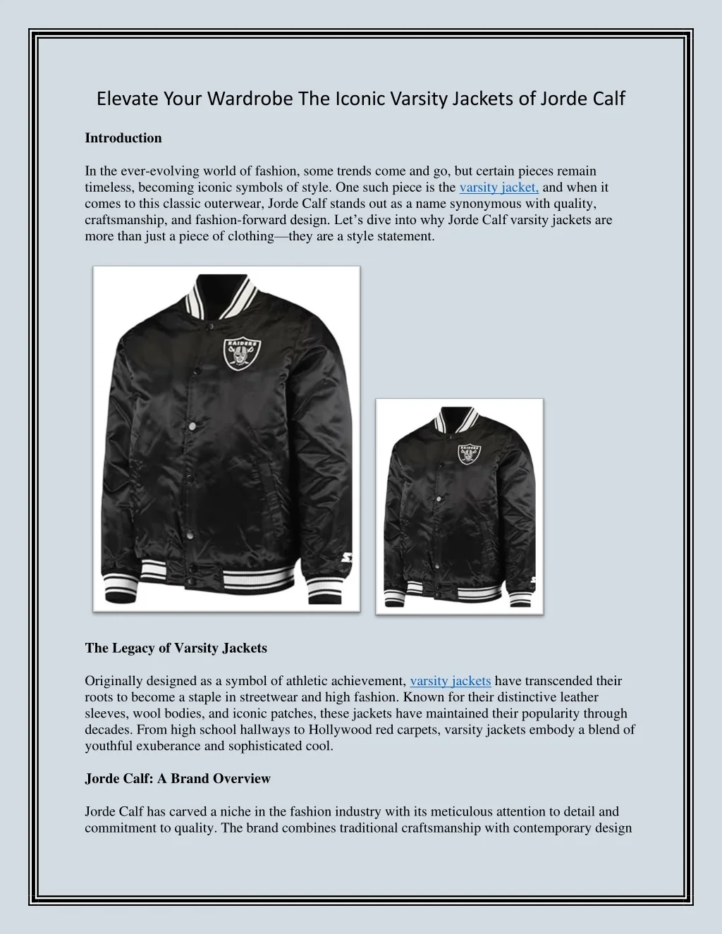 PPT - Timeless Elegance The Iconic Varsity Jackets by Jorde Calf ...