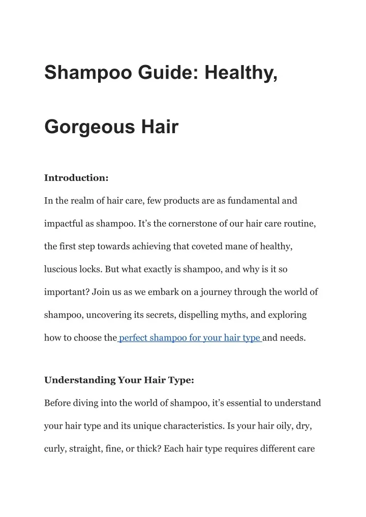 PPT - Shampoo Guide: Healthy, Gorgeous Hair PowerPoint Presentation ...