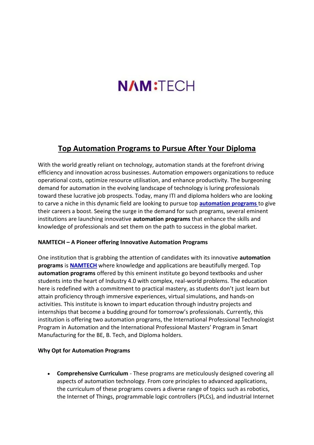 PPT - Top Automation Programs to Pursue After Your Diploma PowerPoint ...