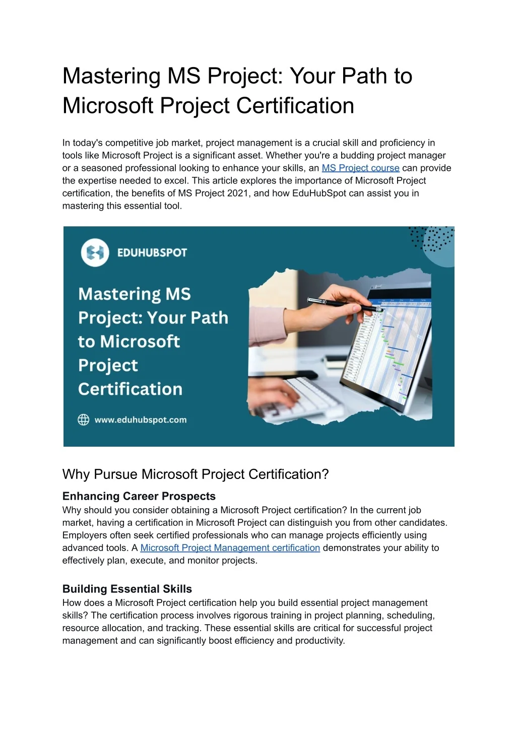 PPT - Mastering MS Project_ Your Path to Microsoft Project Certification PowerPoint Presentation ...