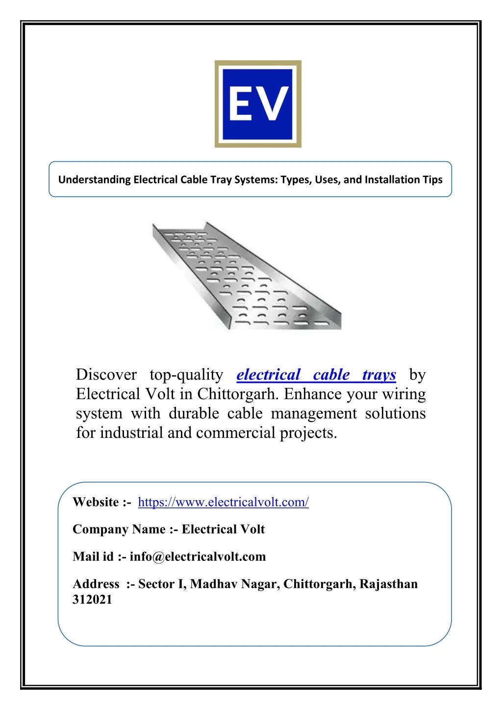 PPT - Understanding Electrical Cable Tray Systems: Types, Uses, and ...