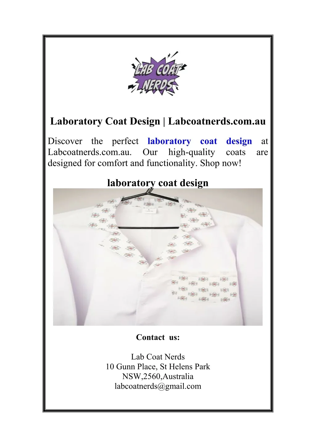 PPT - Laboratory Coat Design | Labcoatnerds.com.au PowerPoint ...