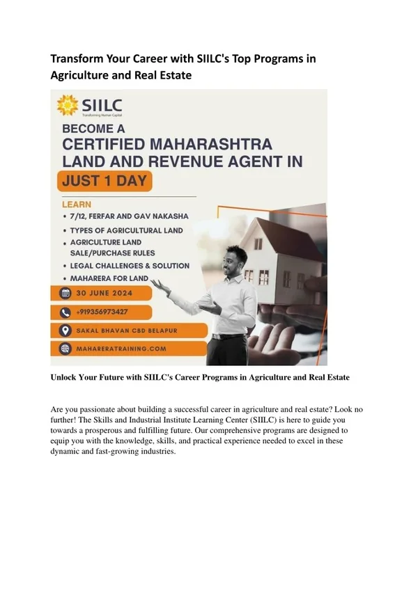 PPT - Transform Your Career with SIILC's Top Programs in Agriculture ...