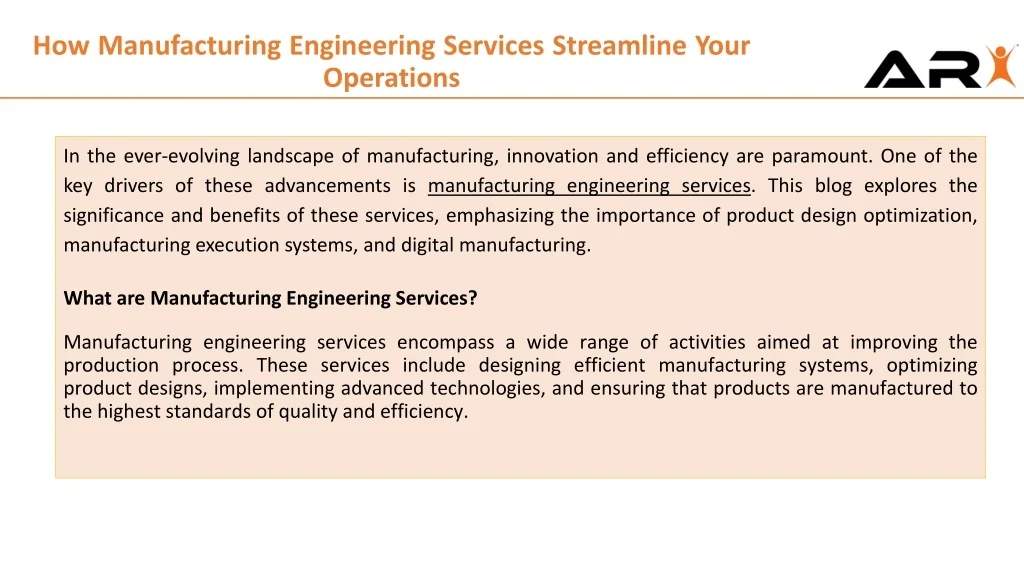 PPT - How Manufacturing Engineering Services Streamline Your Operations ...