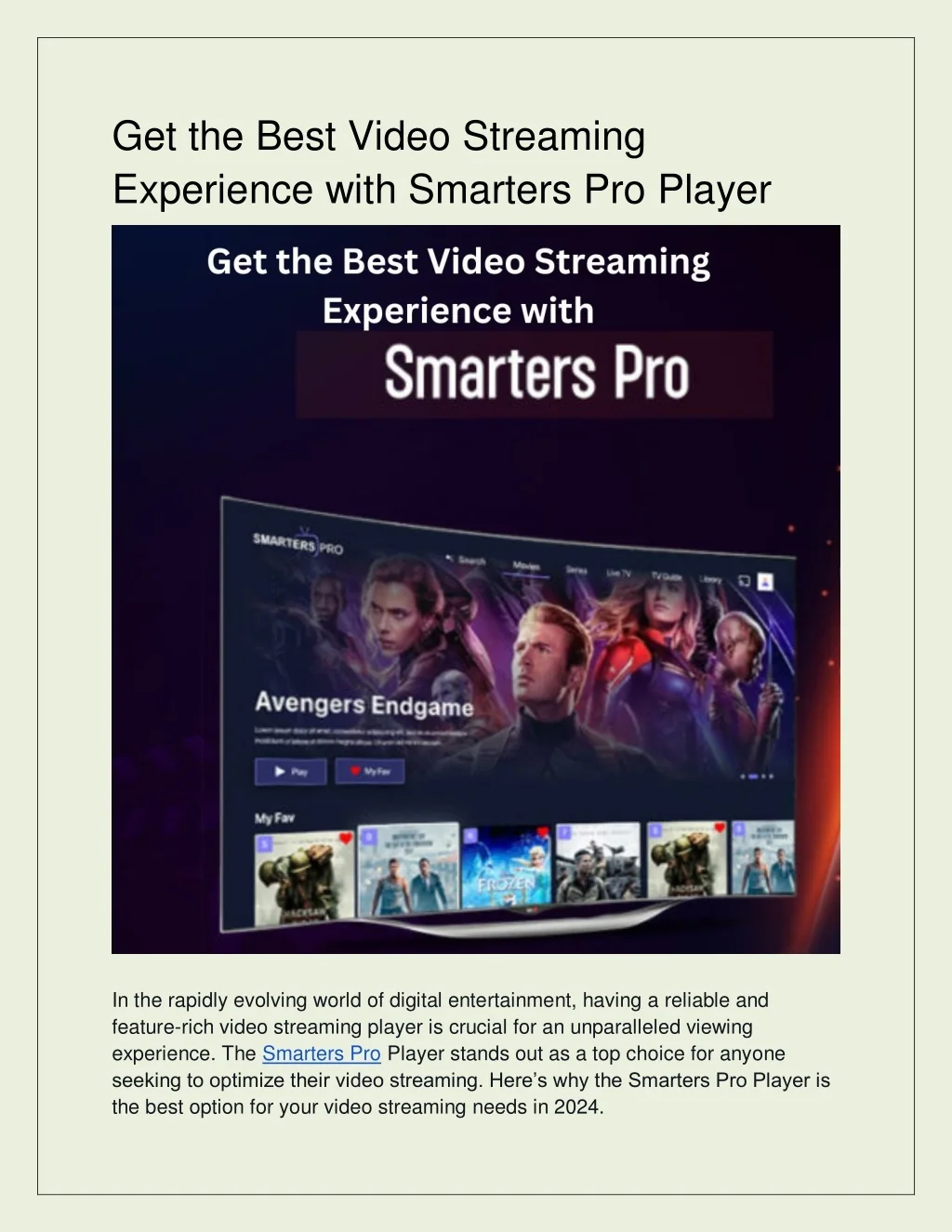 PPT - Get the Best Video Streaming Experience with Smarters Pro Player ...