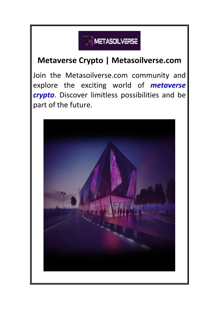 PPT - Metaverse Crypto Metasoilverse.com PowerPoint Presentation, free download - ID:13319590
