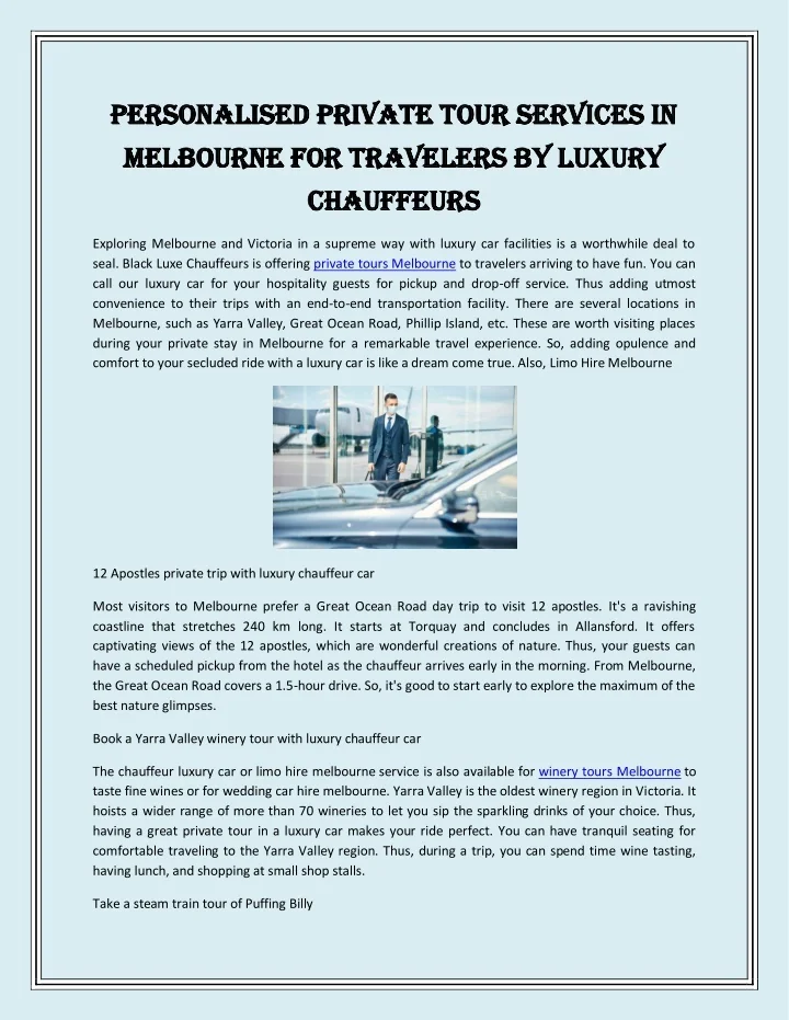 PPT - Personalised private tour services in Melbourne for travelers by ...