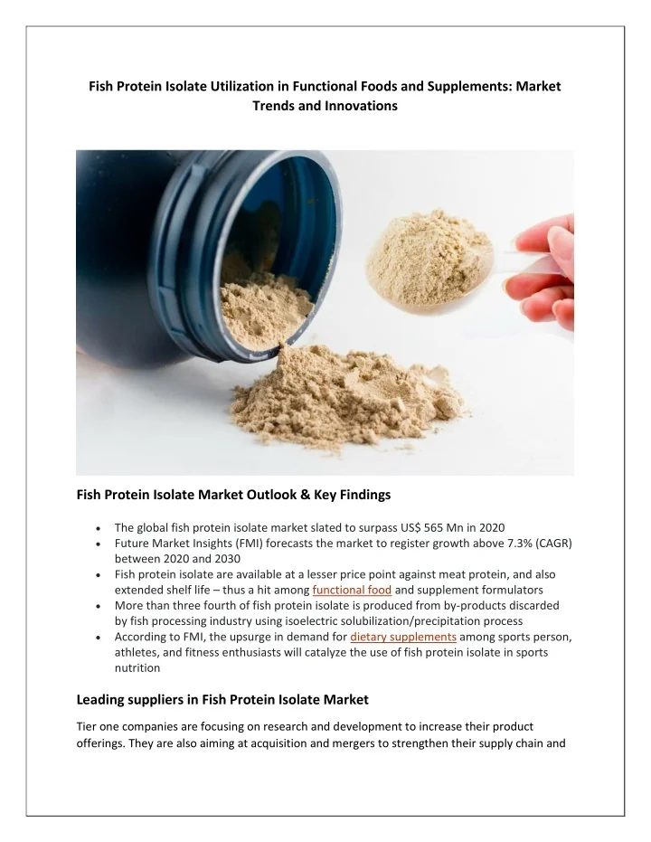 PPT - Economic Benefits and Extended Shelf Life Propel Fish Protein ...