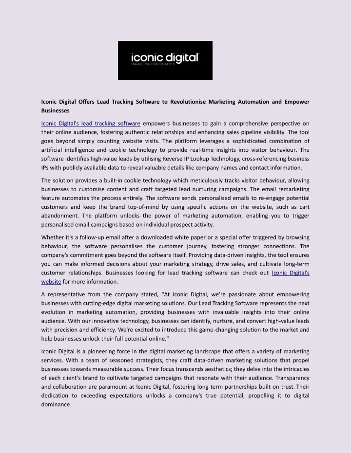 PPT - Iconic Digital Offers Lead Tracking Software to Revolutionise ...