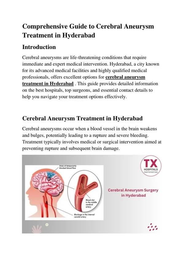 PPT - Cerebral Aneurysm Treatment in Hyderabad PowerPoint Presentation - ID:13328463
