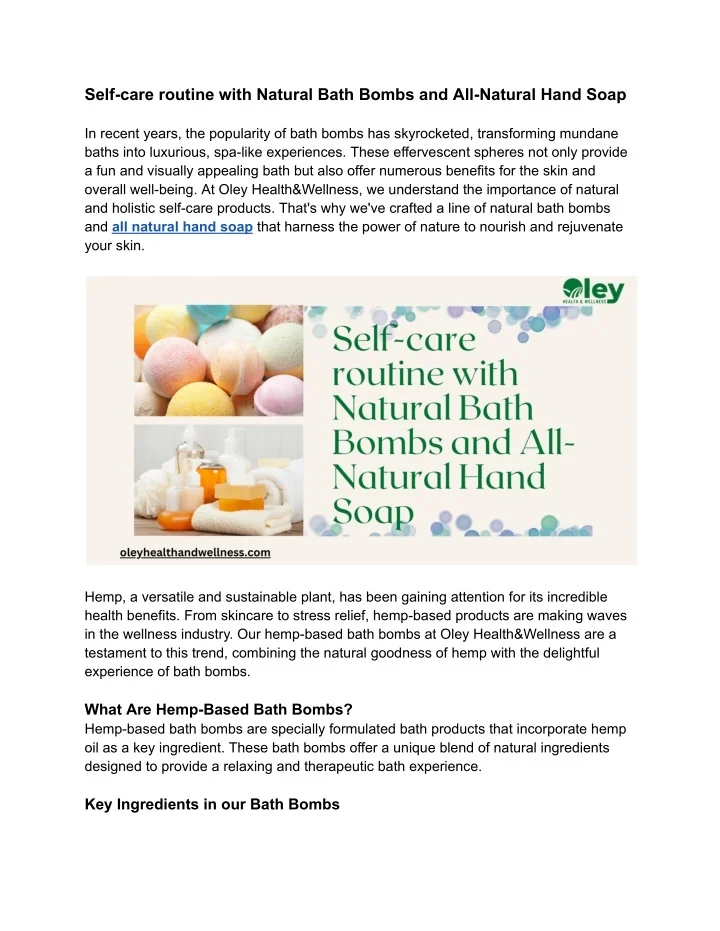 PPT - Self-care routine with Natural Bath Bombs and All-Natural Hand ...