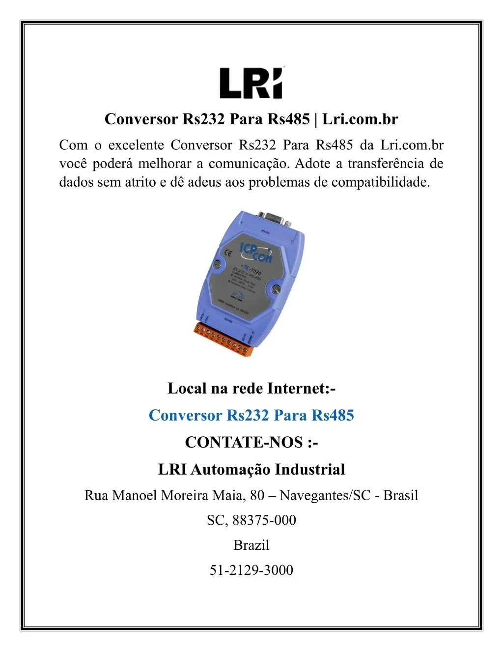 PPT - Conversor Rs232 Para Rs485 Lri.com.br PowerPoint Presentation ...