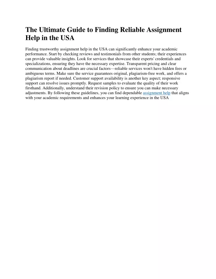 PPT - The Ultimate Guide to Finding Reliable Assignment Help in the USA ... PPT - The Ultimate Guide to Finding Reliable Assignment Help in the USA ...