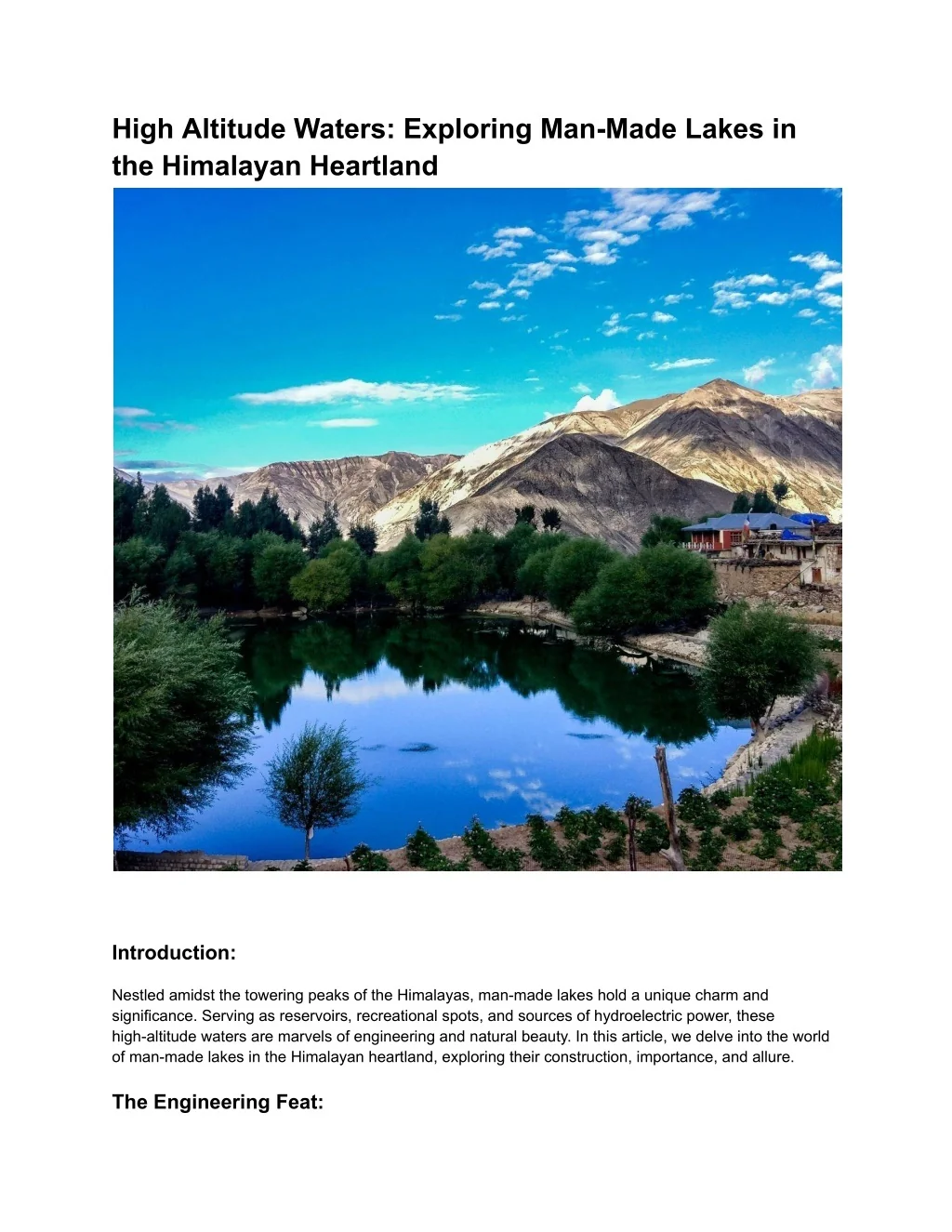 PPT - High Altitude Waters_ Exploring Man-Made Lakes in the Himalayan ...